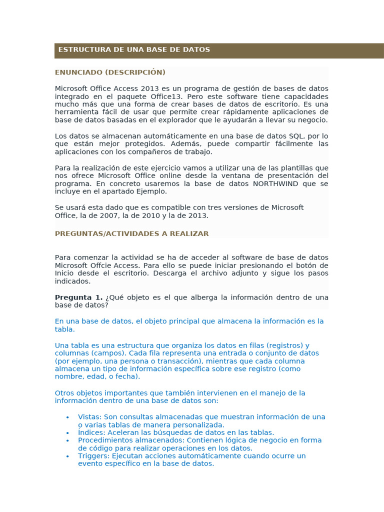 Estructura de Bases de Datos en Access | PDF | Bases de datos | Microsoft Office