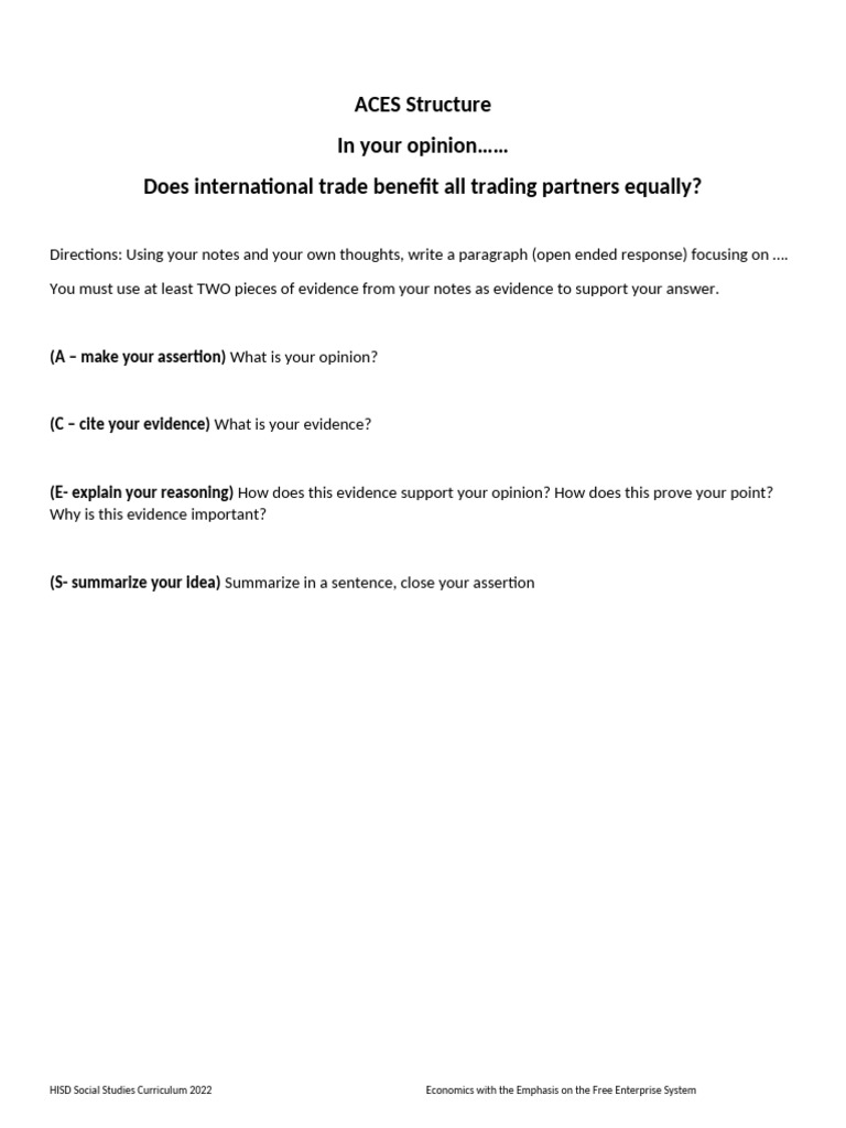 Econ - ACES Outline For Students | PDF