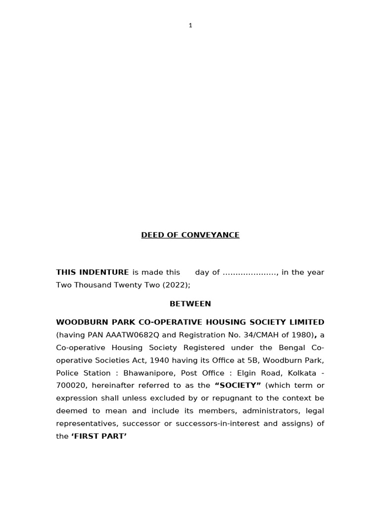 Deed of Conveyance - Woodburn Park | PDF | Covenant (Law) | Taxes