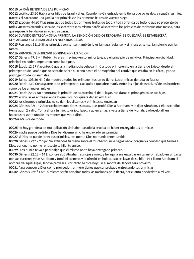 FEBRERO 8 FIESTA DE PRIMICIAS Version Corta Frases | PDF | Abrahán ...