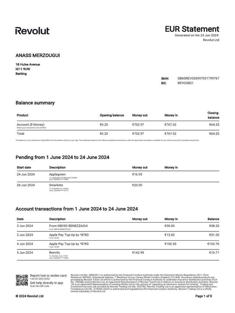 Account Statement - 2024 06 01 - 2024 06 30 - en GB - 553b5b | PDF ...