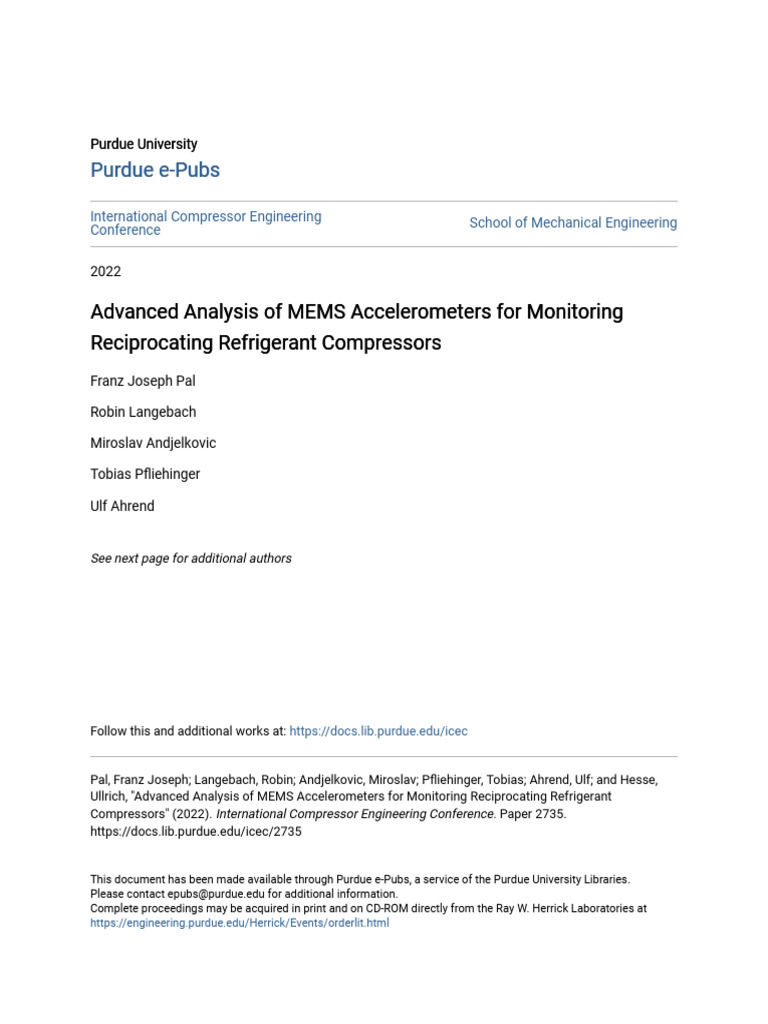 Advanced Analysis of MEMS Accelerometers for Monitoring Reciproca | PDF | Analog To Digital ...