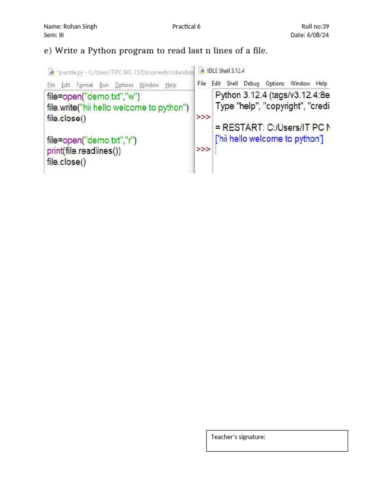 practical 6e rohan | PDF