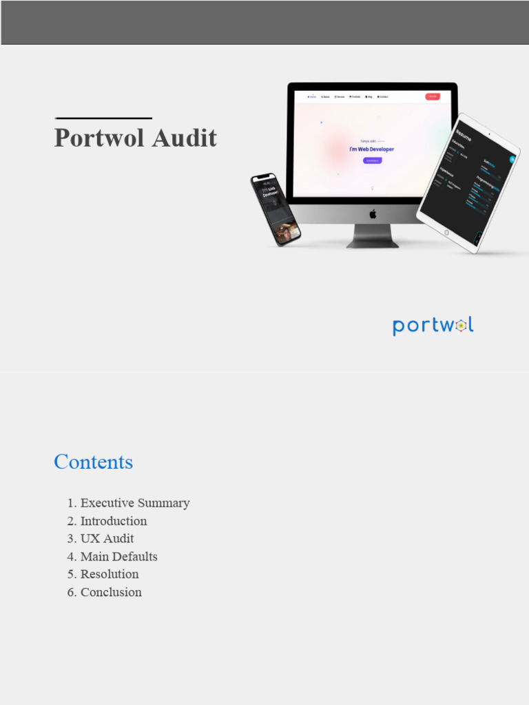 Portwol Audit | PDF | Page Layout | Usability