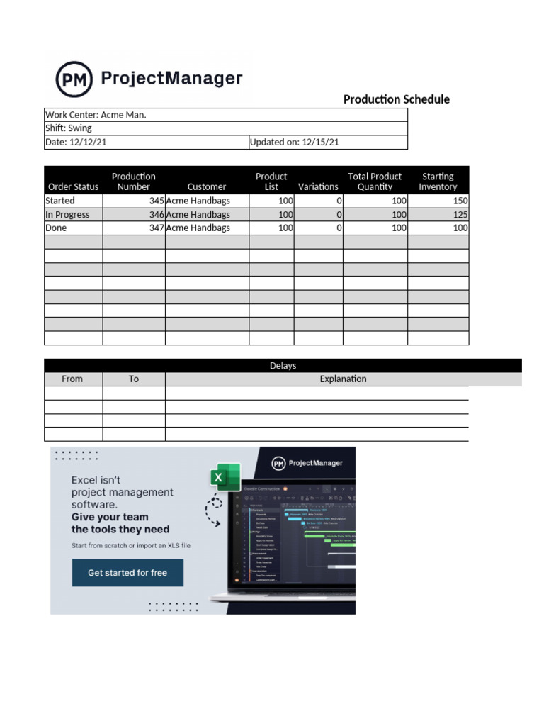 Production Schedule ProjectManager WLNK | PDF