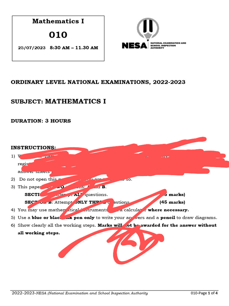 2023 Mathematics I OL | PDF | Triangle | Mathematics