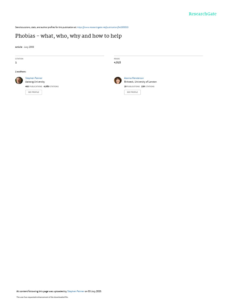 Phobias Information Leaflet-2008 | PDF | Phobia | Agoraphobia