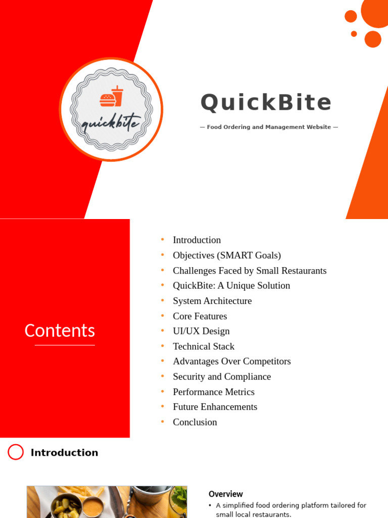 QuickBite Presentation | PDF | Menu | User Interface