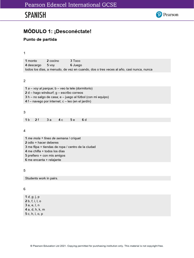 International GCSE Spanish Answers | PDF