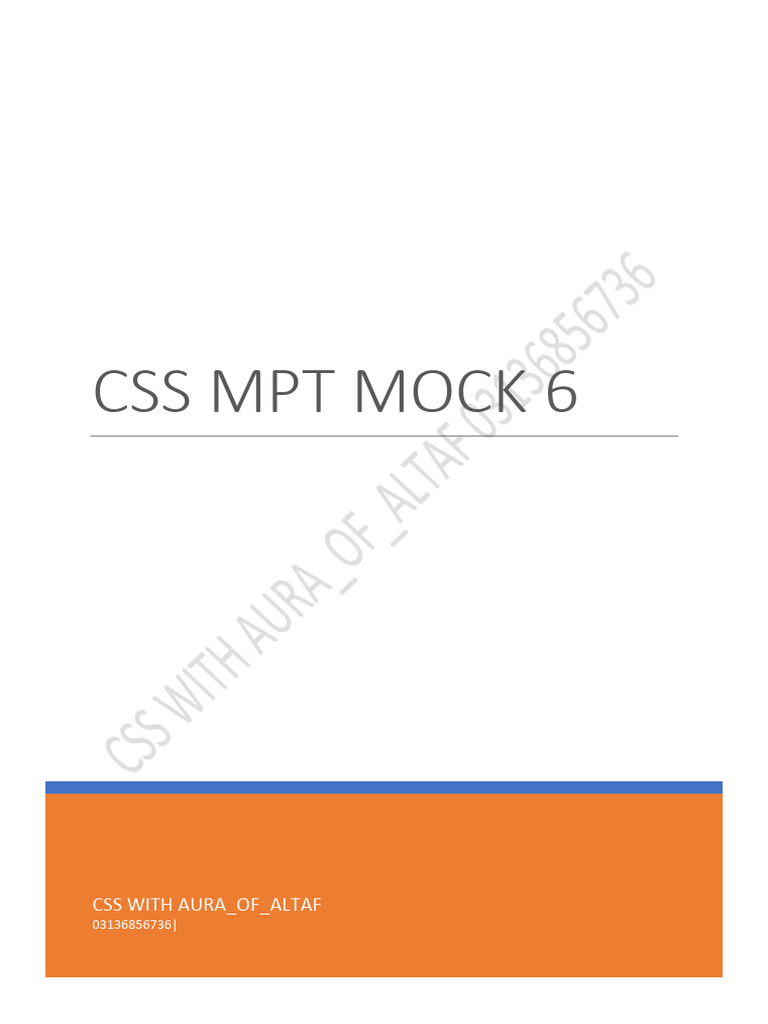 CSS MPT MOCK EXAM 6 - Final | PDF | Muhammad | Mosque