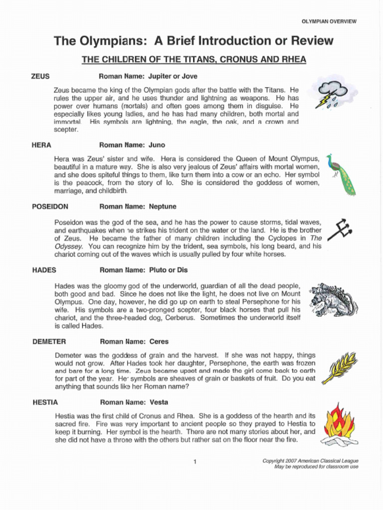 Olympians brief overview | PDF