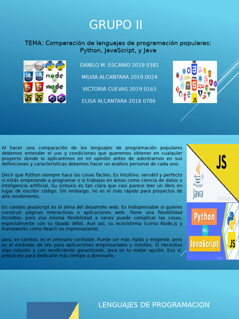 Comparativa de Python, JavaScript y Java | PDF | Java (lenguaje de ...