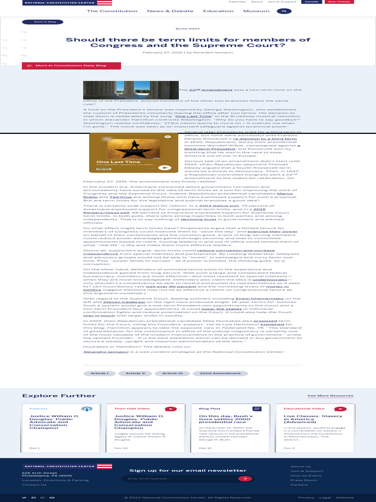 Should There Be Term Limits For Members of Congress and The Supreme ...