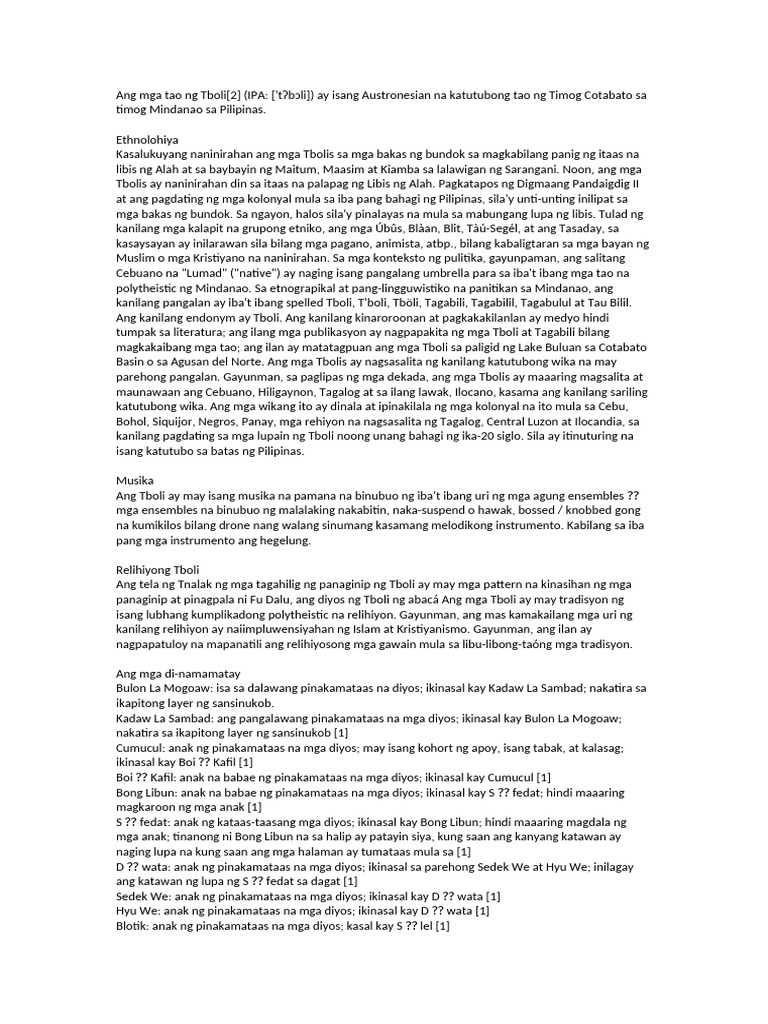 Kultura NG T' BOli | PDF