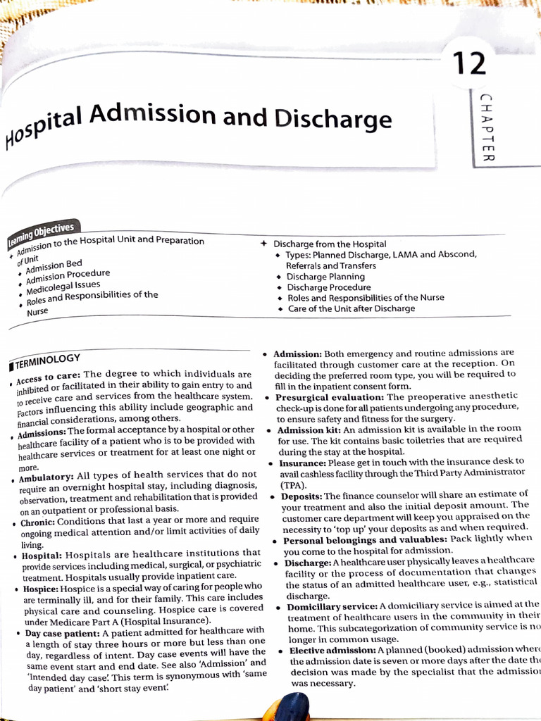 Hospital Admission and Discharge | PDF