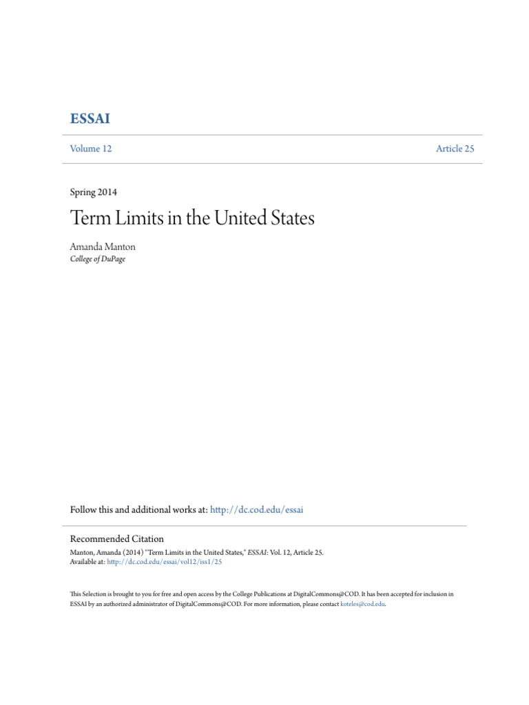 Term Limits in The United States | PDF | United States Congress ...