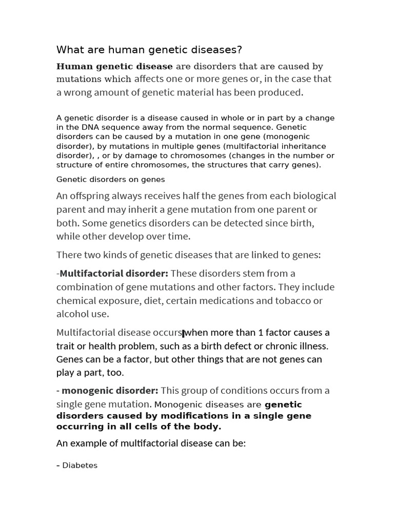 Human Genetic Diseases | PDF | Genetic Disorder | Genetics