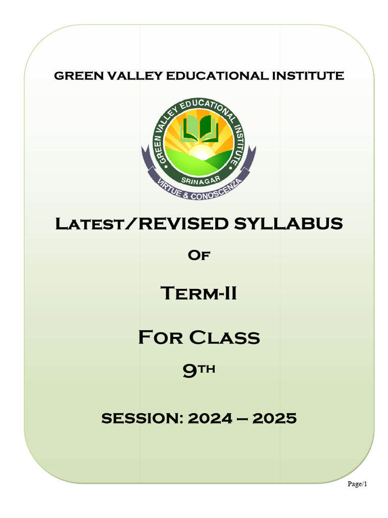 Class 9 Term-II Syllabus 2024-2025 | PDF | Atoms | Matter