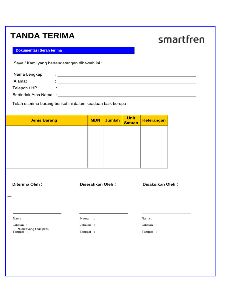 Formulir Tanda Terima Barang | PDF
