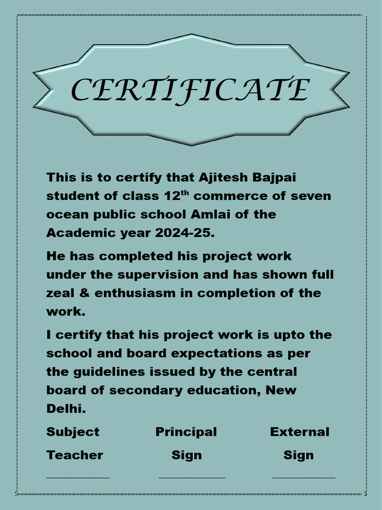 Ajitesh Bajpai Project Completion Certificate | PDF