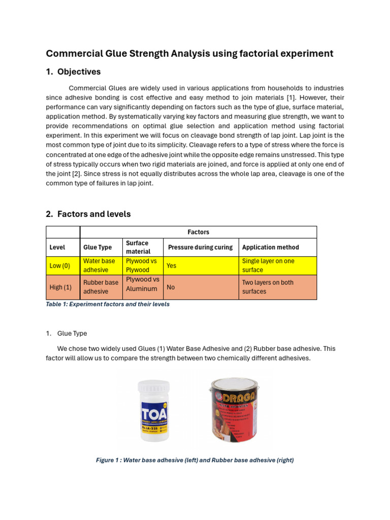 Commercial Glue Strength Analysis Using Factorial Experiment | PDF ...