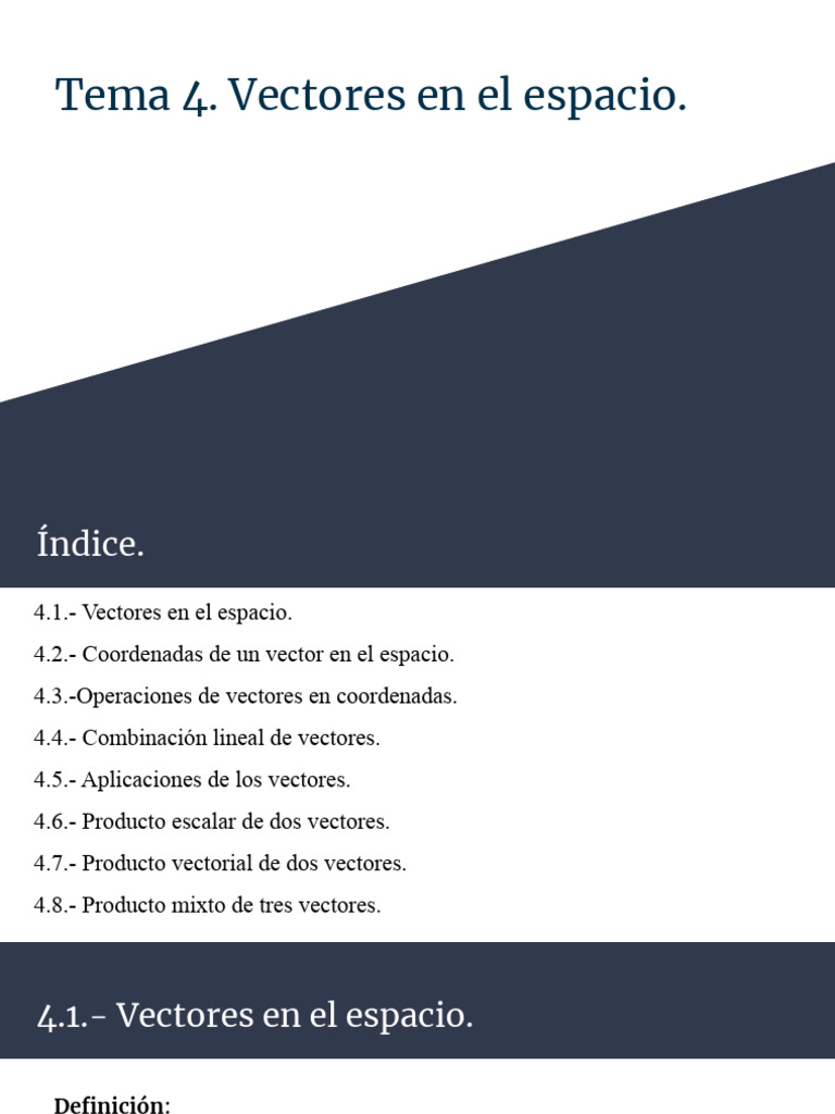 Tema 6. Vectores en El Espacio. | PDF | Vector Euclidiano | Espacio vectorial