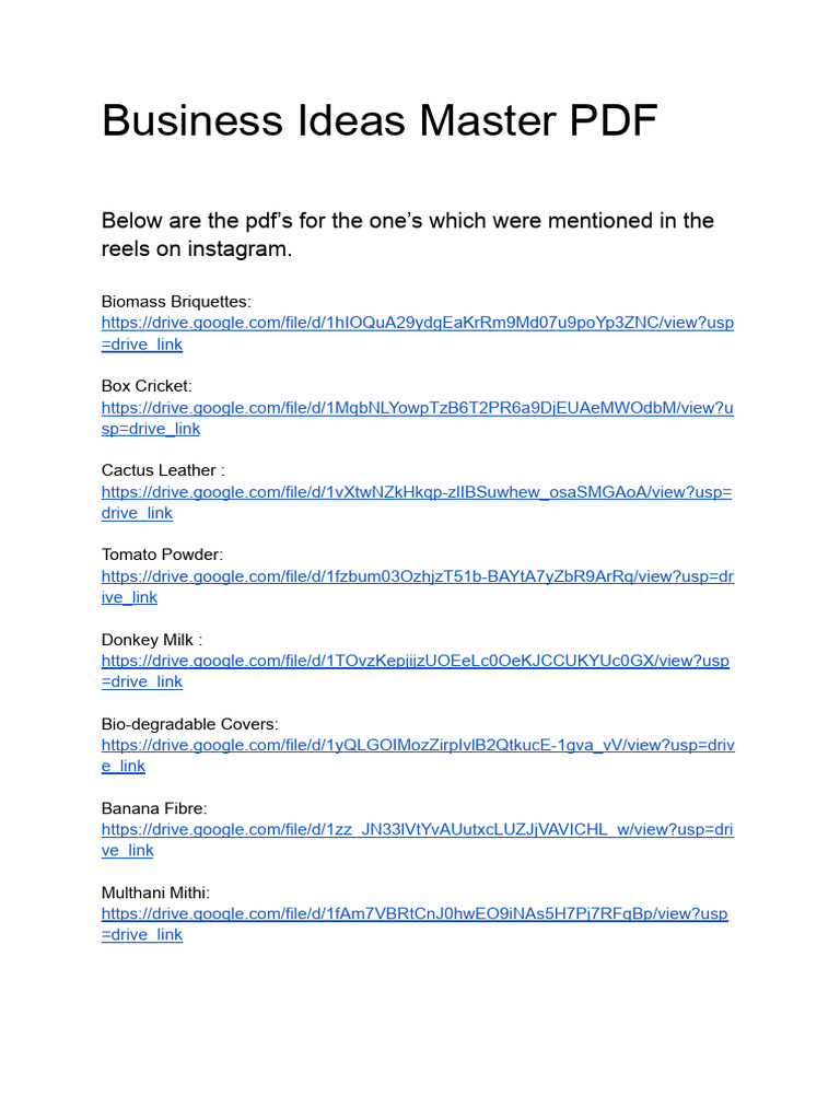 Bussiness Ideas Master PDF | PDF