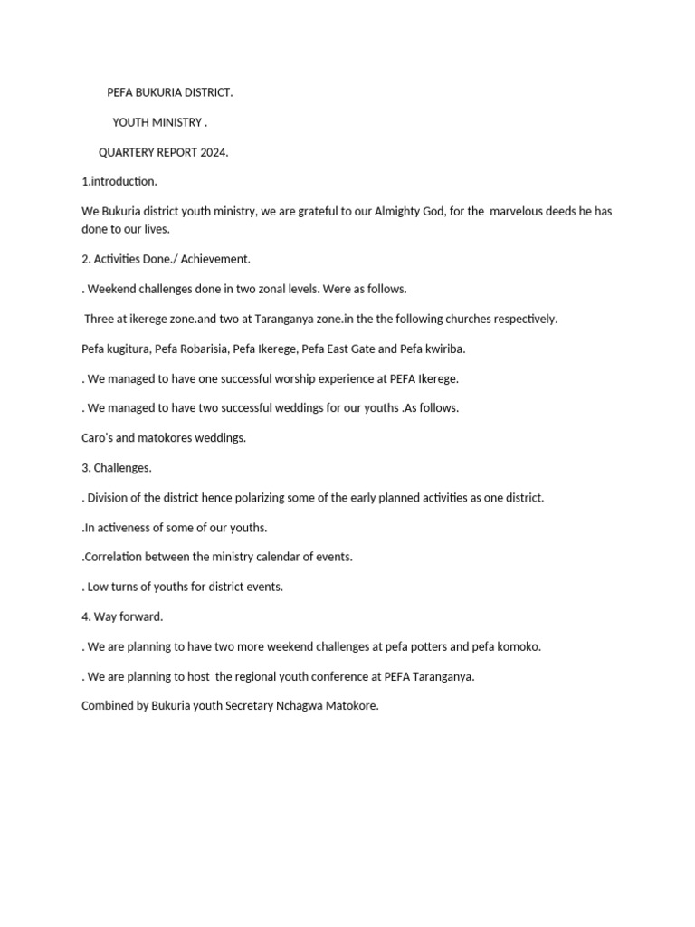 Pefa Bukuria Report 2024.quartery | PDF