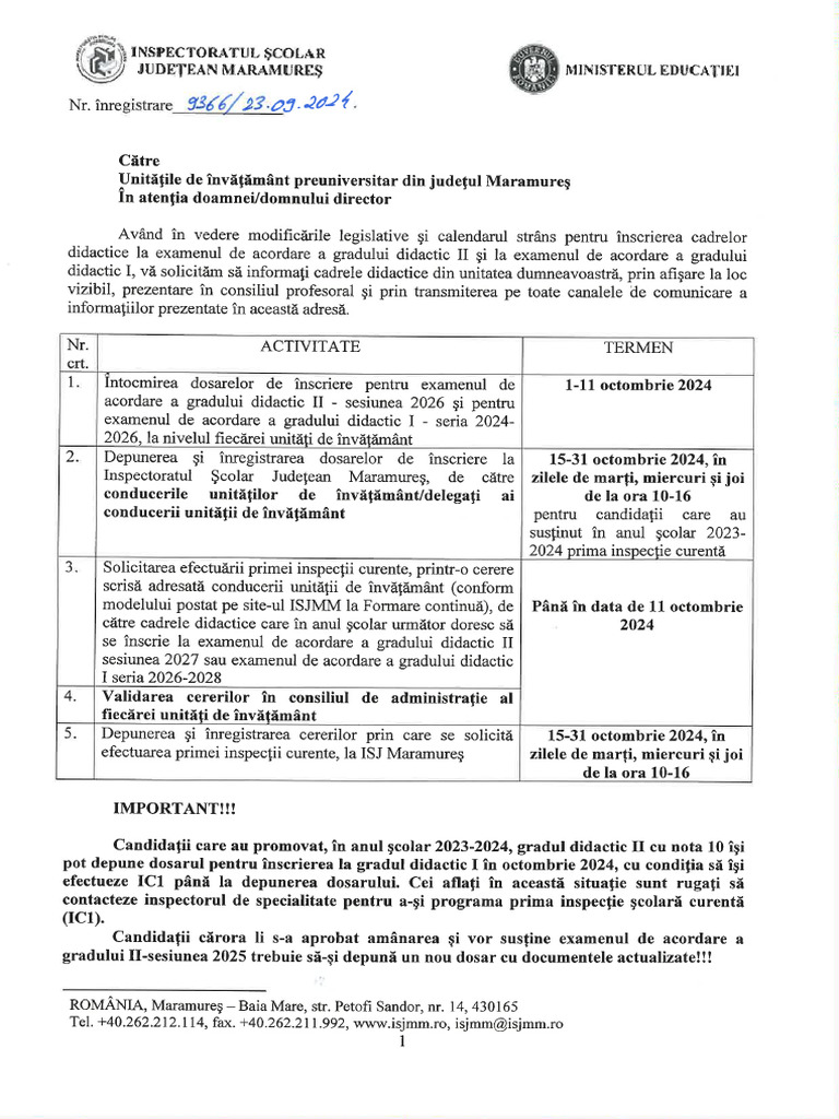Adresa Candidati Grade Didactice | PDF