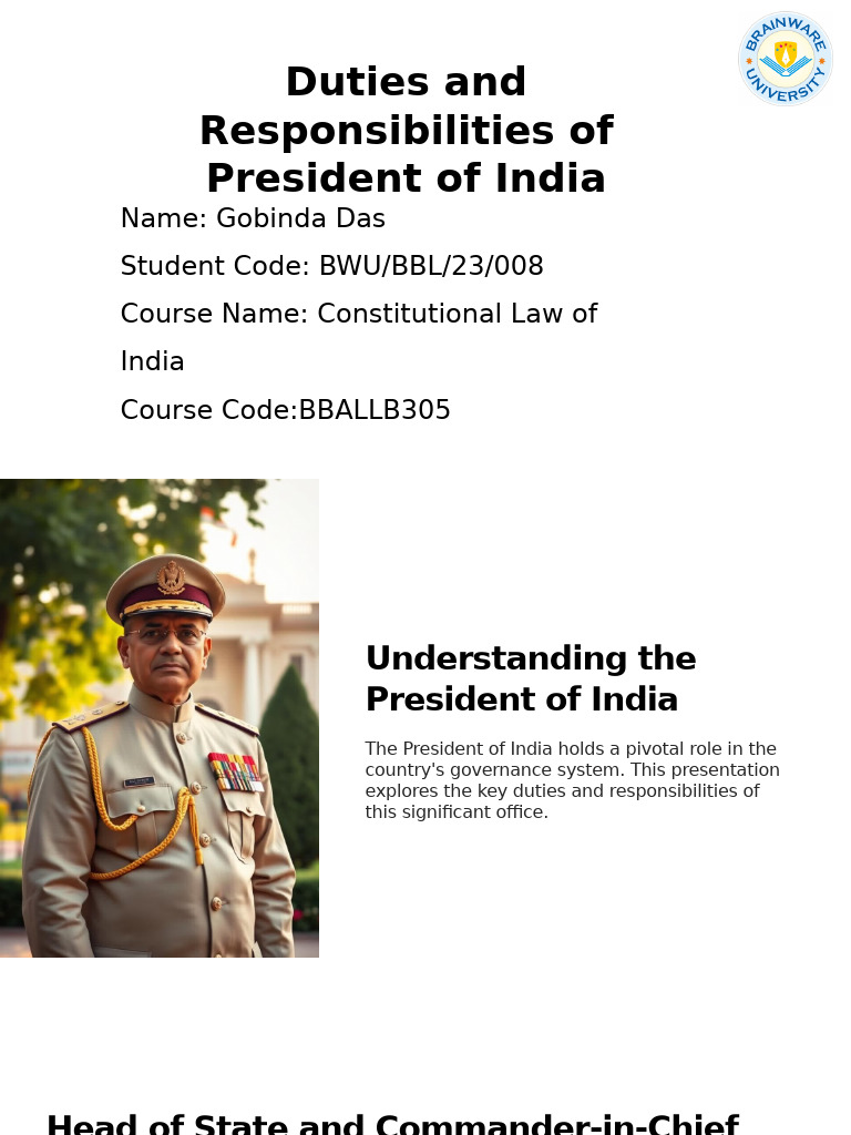Duties and Responsibilities of President of India | PDF | Pardon | Government