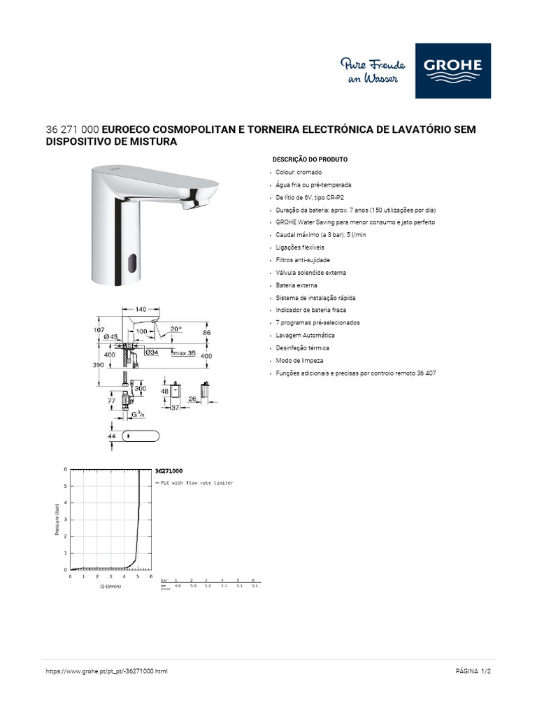 GROHE Specification Sheet 36271000 | PDF