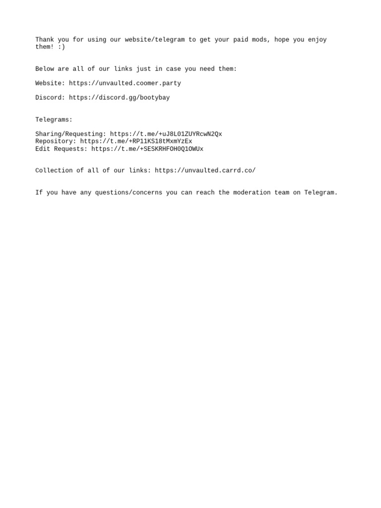 Thank You From The Unvaulted Team | PDF