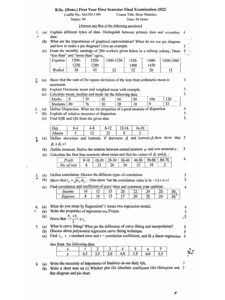 Statistics (Previous Year Ques) | PDF