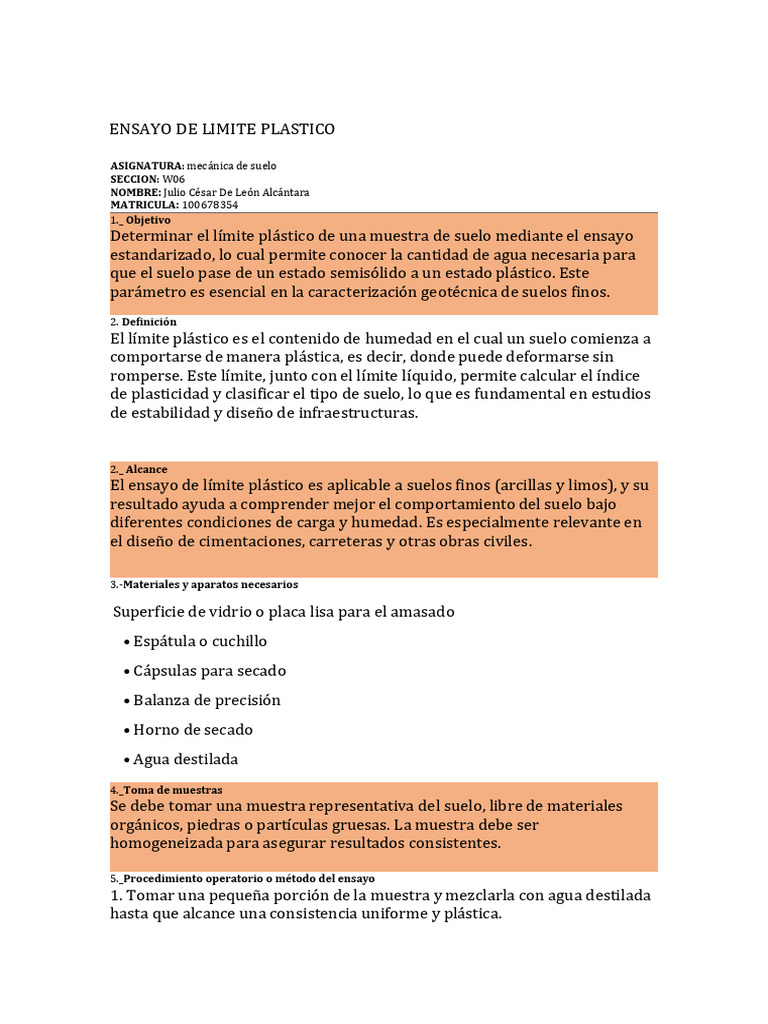 Ficha 4.2 Ensayo Determinacion Limite Plastico (LP) | PDF | Física ...