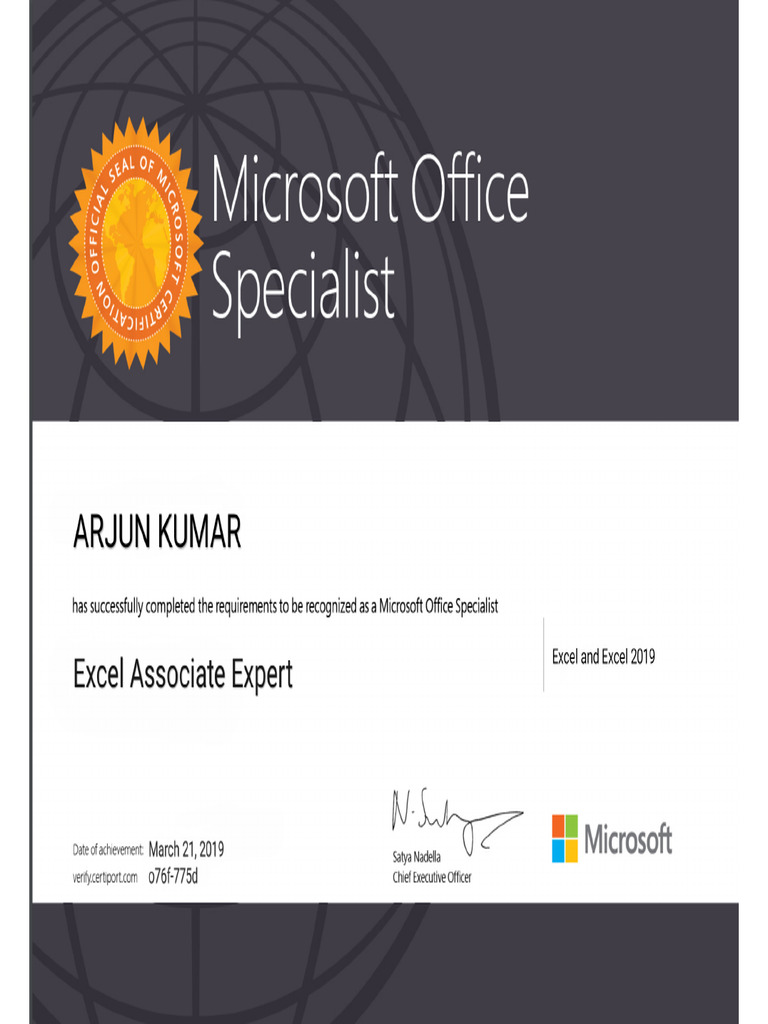 Excel Microsoft Certificate | PDF