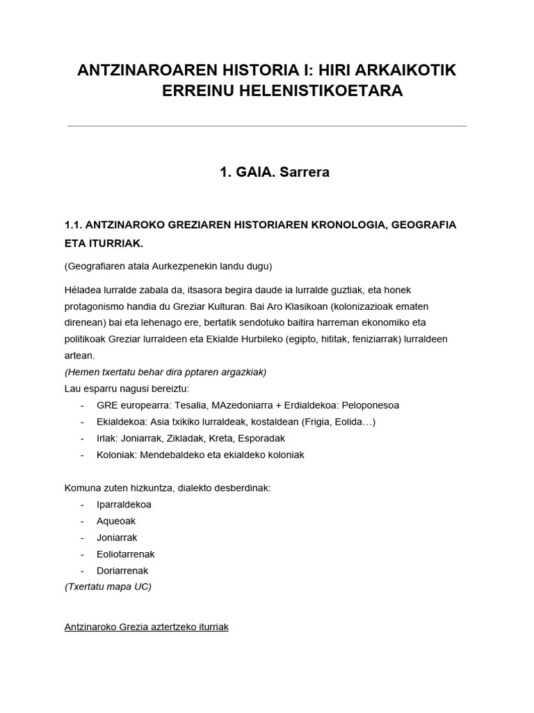 Antzinaroaren Historia I - Hiri Arkaikotik Erreinu Helenistikoetara | PDF
