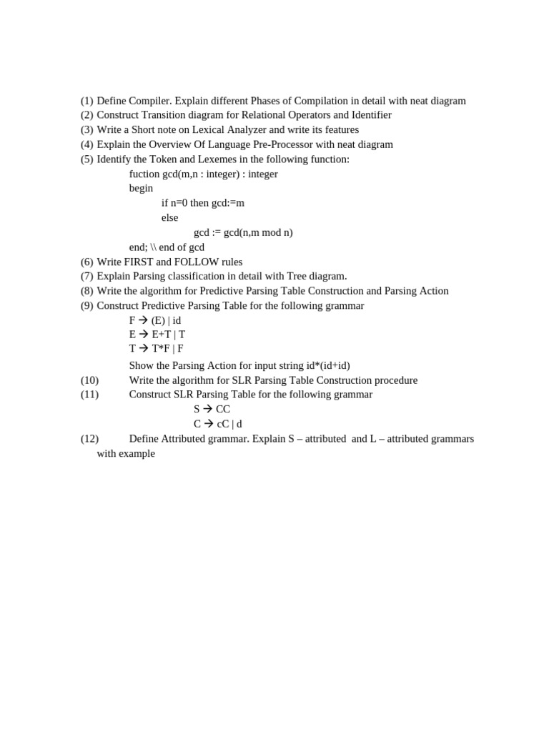 Compiler Phases and Parsing Techniques | PDF