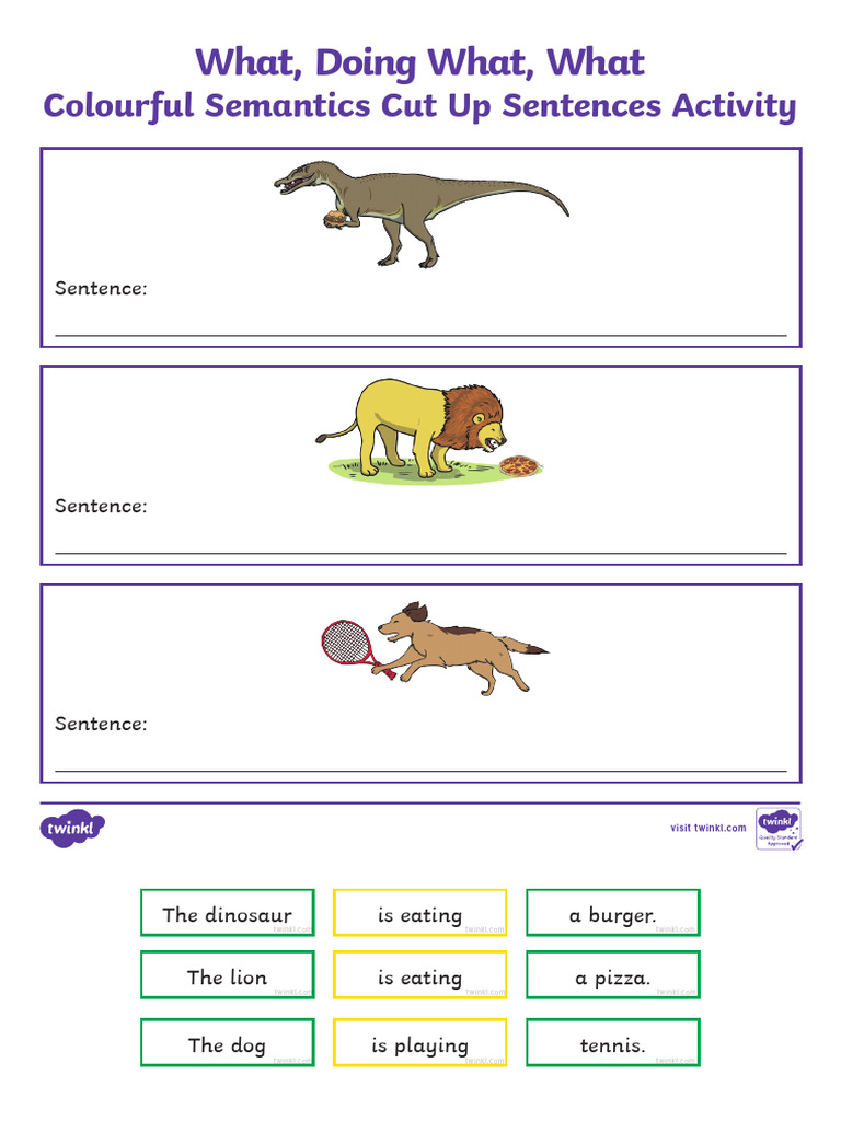 What, Doing What, What - Colourful Semantics Cut Up Sentences Activity ...