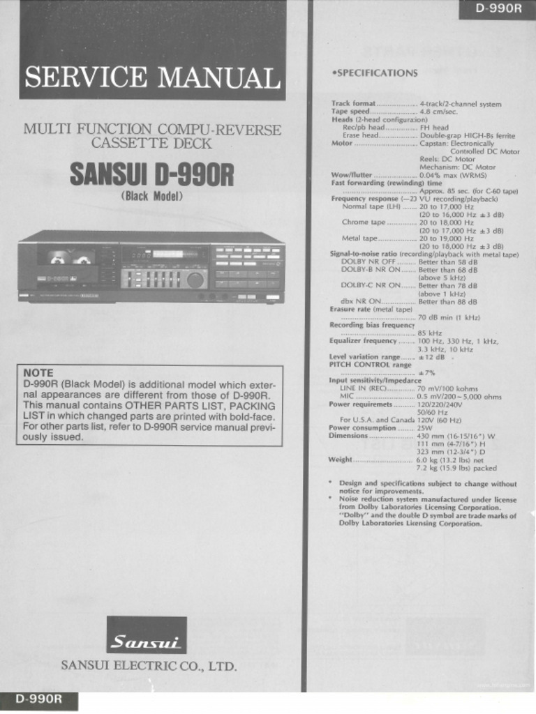Hfe Sansui D-990r Black Service en | PDF