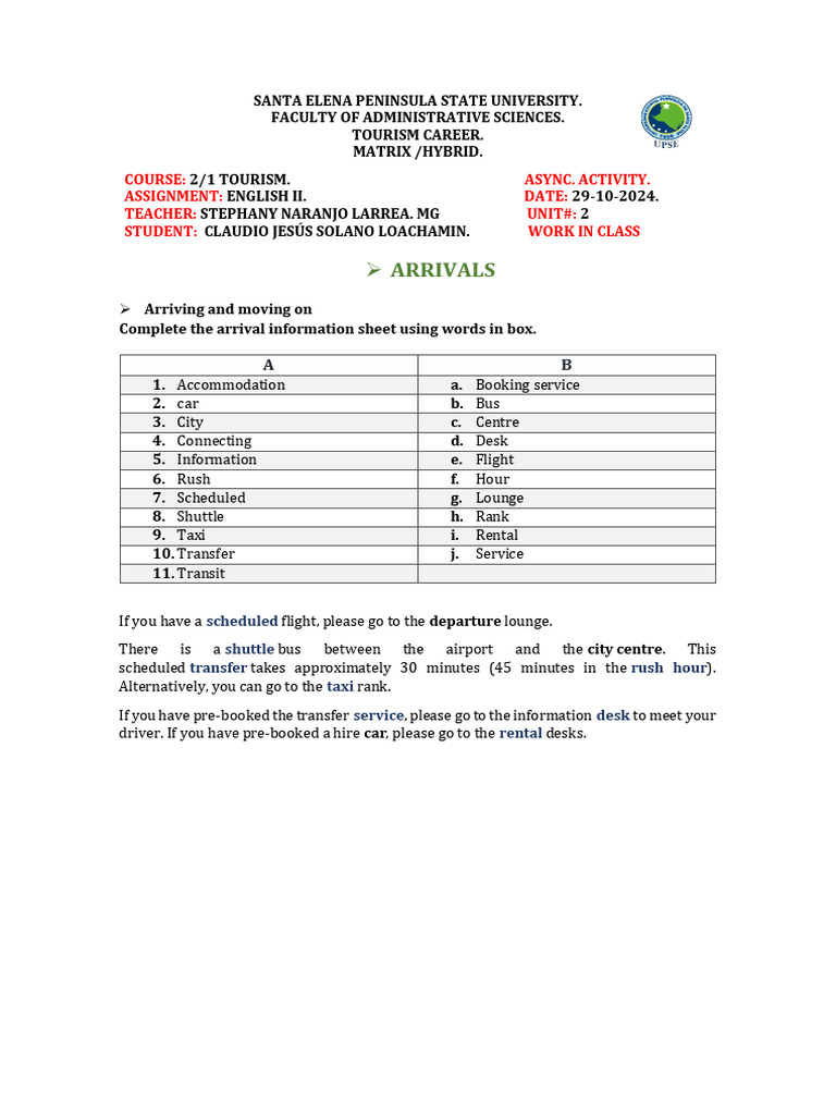 Arrival Information for Tourists | PDF