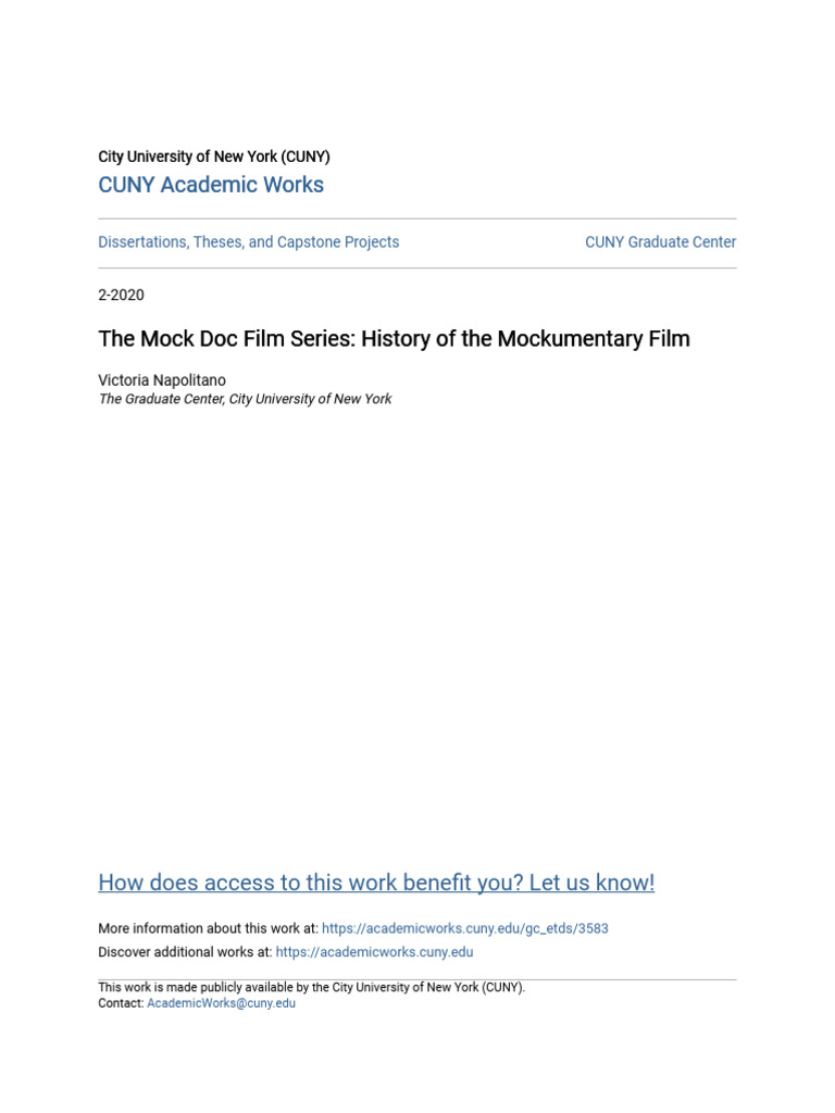 The Mock Doc Film Series_ History of the Mockumentary Film | PDF ...