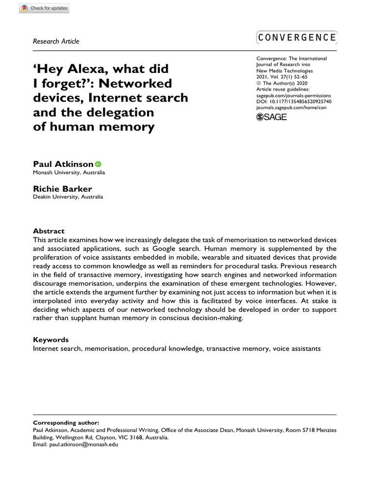 Atkinson Hey Alexa | PDF | Memory | Knowledge