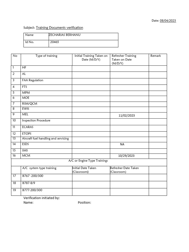 VERIFICATION ZAK | PDF | Aviation | Aviation Safety