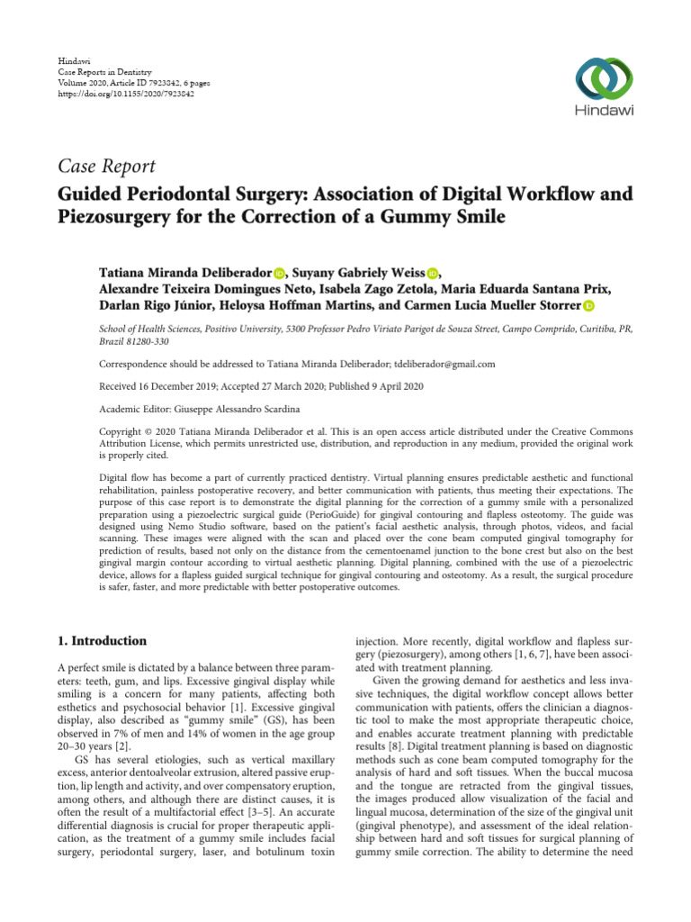 Case Reports in Dentistry - 2020 - Deliberador - Guided Periodontal ...