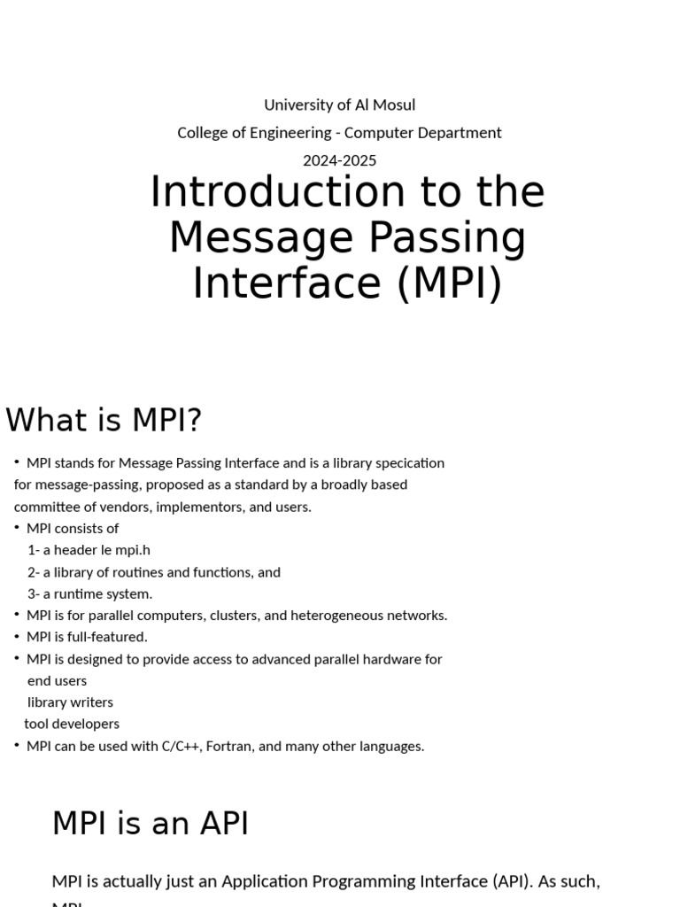 Message Passing Interface Mpi Pdf Message Passing Interface Parallel Computing