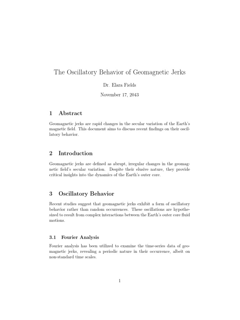 The Oscillatory Behavior of Geomagnetic Jerks | PDF