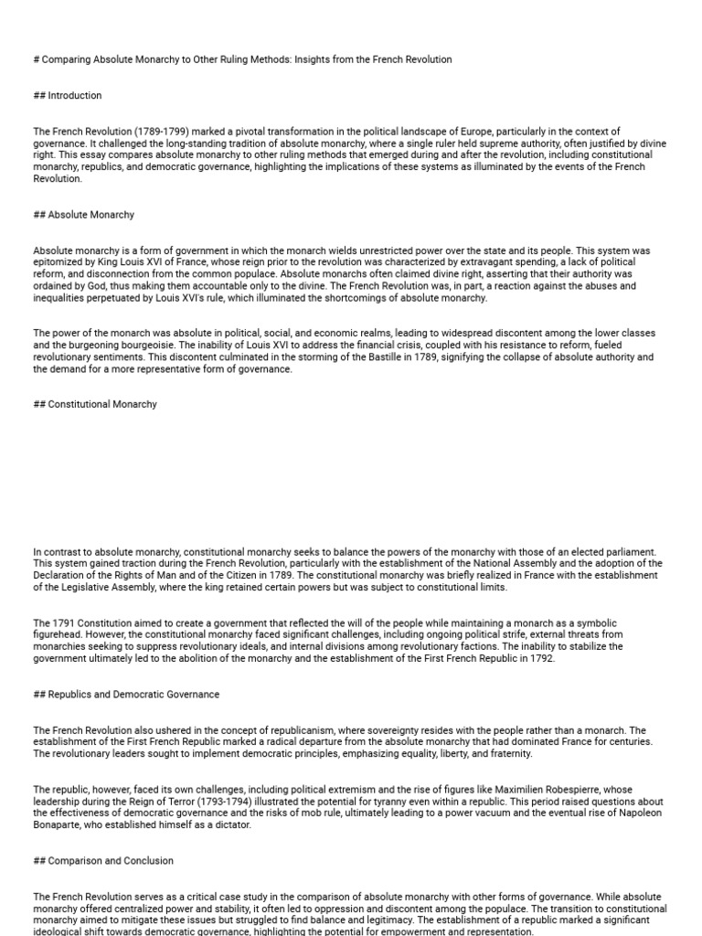 Ruling Methods (French Revolution) | PDF | Monarchy | Republic
