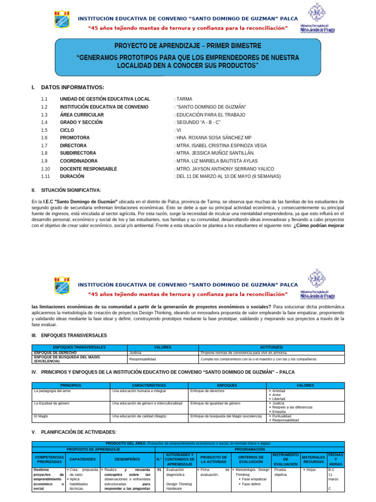 2° Ept - Proyecto de Aprendizaje - 2024 | PDF | Evaluación | Aprendizaje