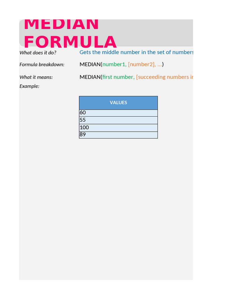 Median Formula Pdf