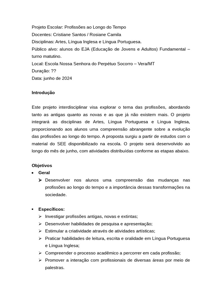 Projeto Interdisciplinar | PDF | Interdisciplinaridade | Portugal